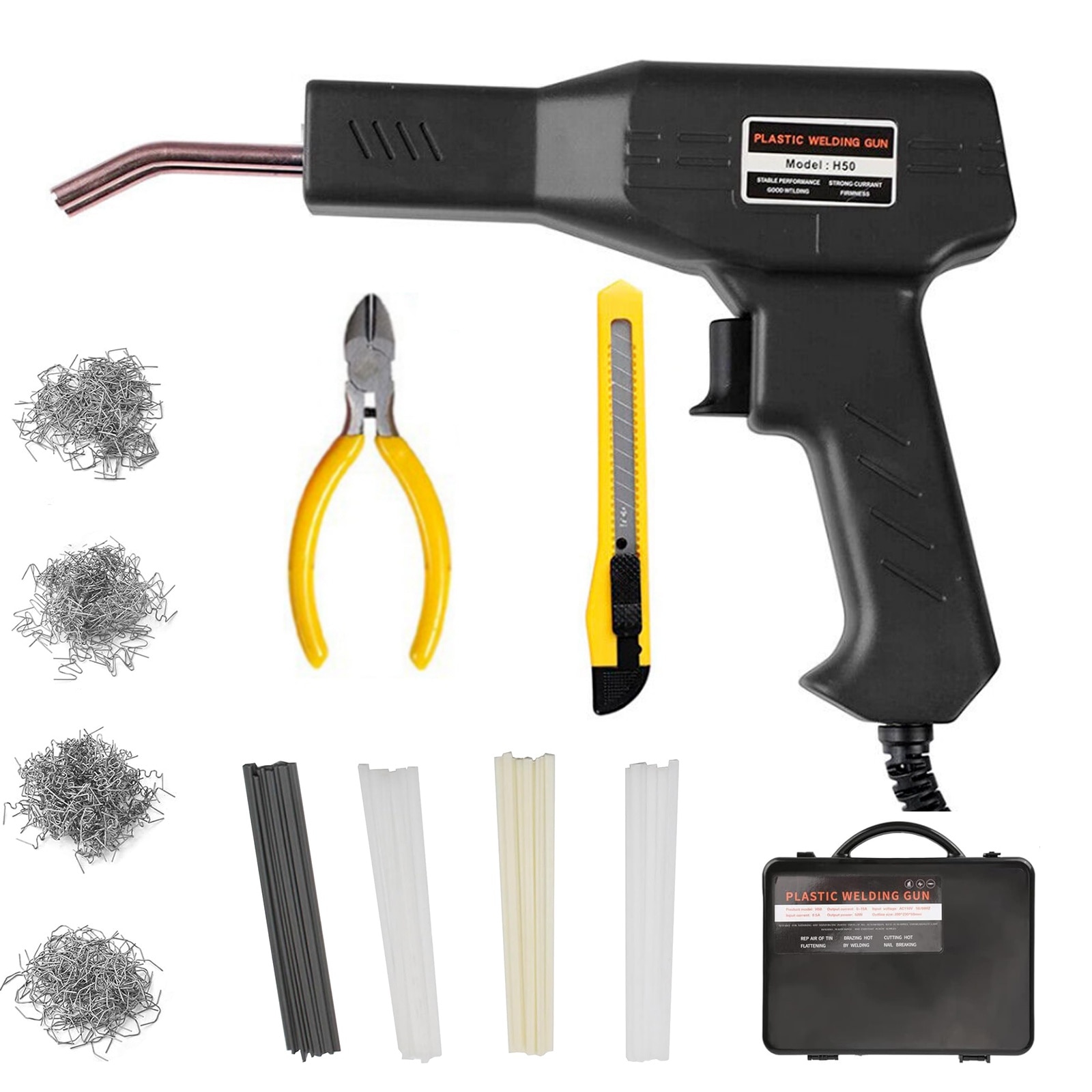 Set pistol de lipit, SINBINTA, 50W, 220V, 200 capse si geanta transport ...