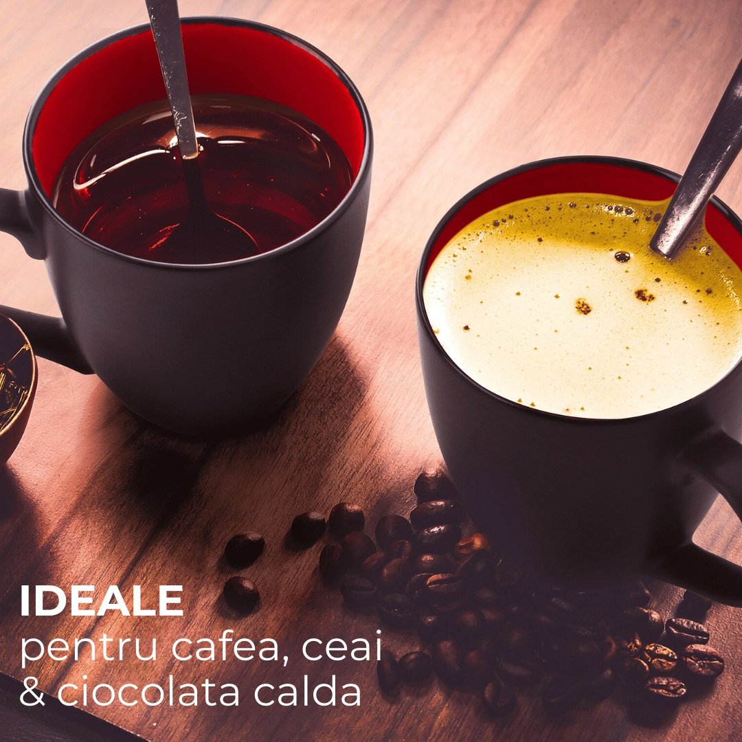 Set 6 Cani de cafea, colectia Le Papillon, ceramica, interior rosu, 350 ...