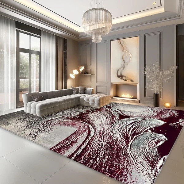 Covor Cameleon Culoare Gri / Rosu, Model Abstract 100x200 - eMAG.ro