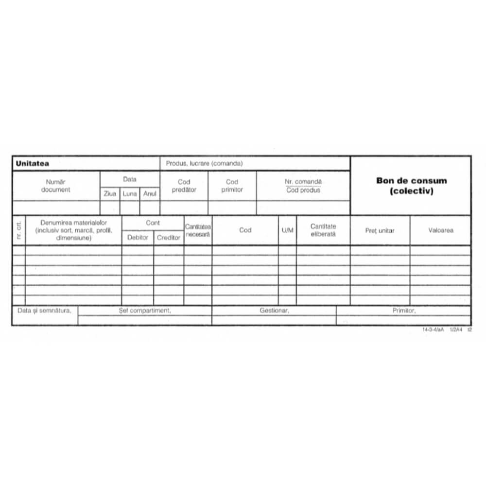 Bon de Consum Colectiv 1/3 A4, 100 File/Carnet - eMAG.ro