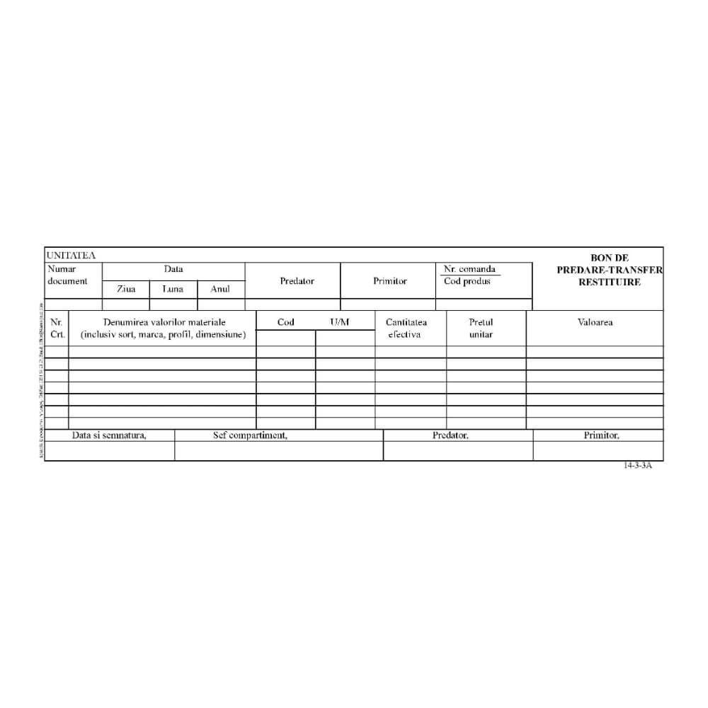 Bon de Predare Transfer Restituire 1/3 A4, 100 File/Carnet - eMAG.ro