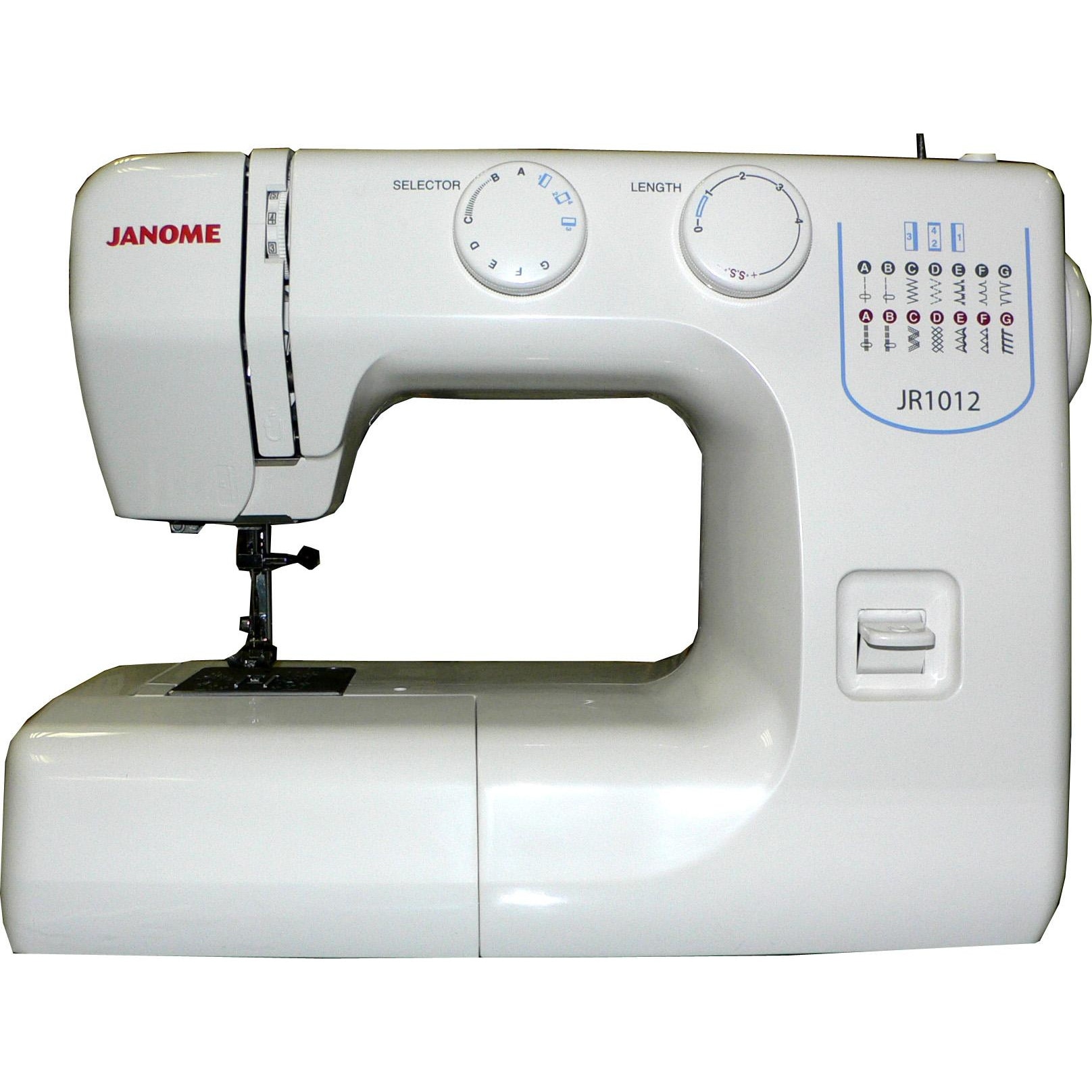 Masina de cusut JANOME JR 1012, alba, 15 cusaturi inclusiv butoniera ȋn ...