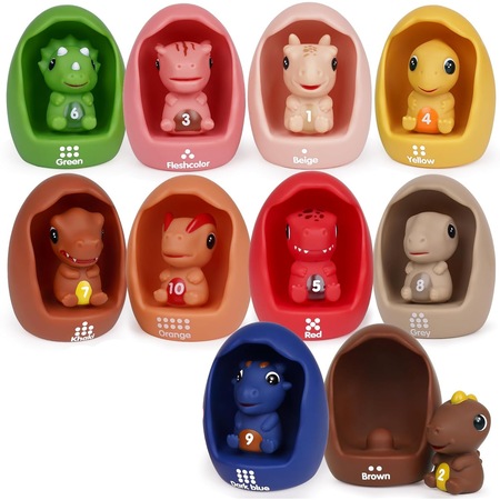 Set 10 marionete pentru degete, Dinozauri din silicon, joc de numarare ...