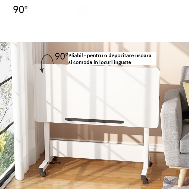 Birou mobil pliabil multifunctional, cu inaltime reglabila, roti ...