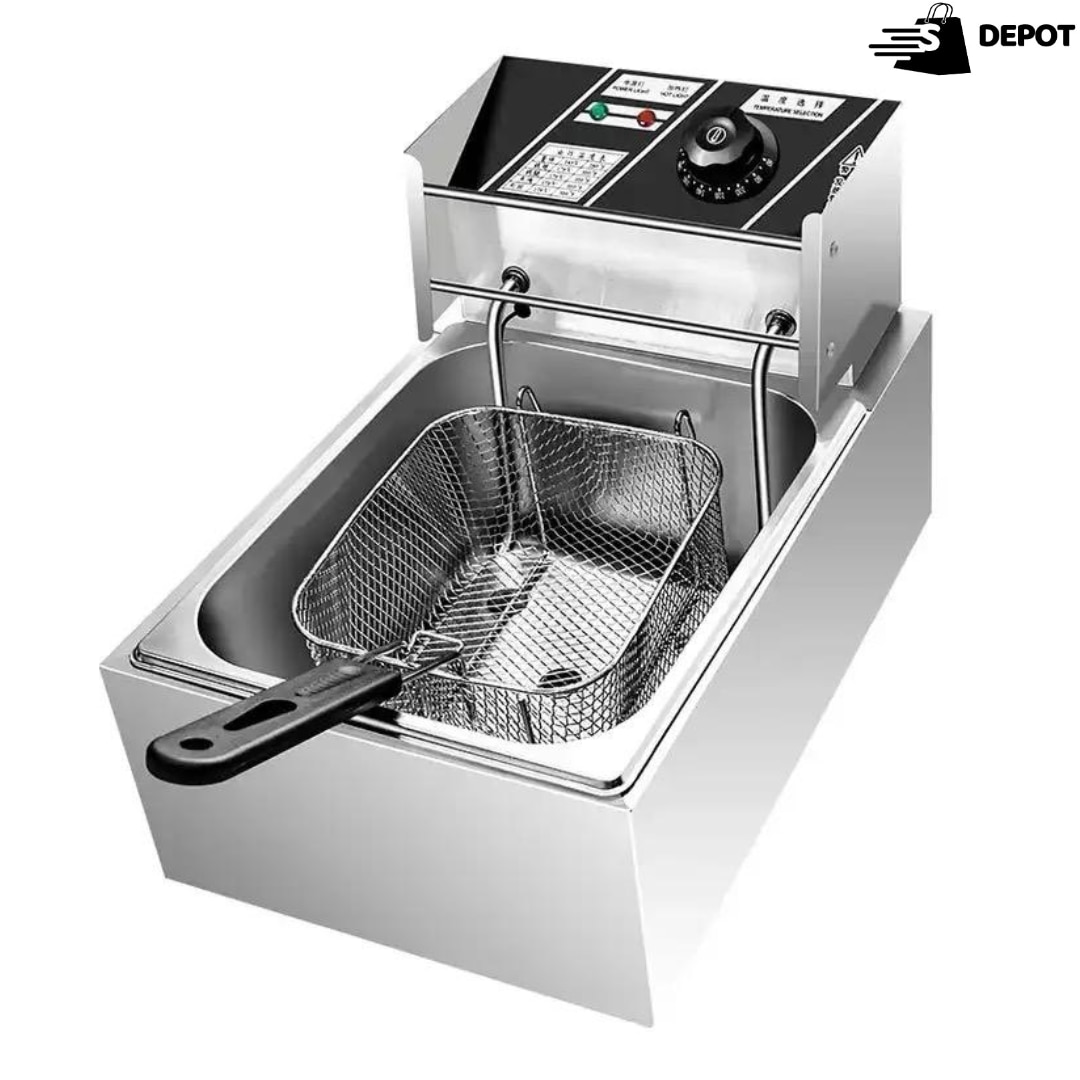 Friteuza electrica S DEPOT® din otel inoxidabil pentru cartofi prajiti, uz caznic 6L, 2500W ...