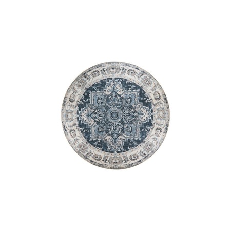 Covor Rotund Havana, Polistiren Chenille, Albastru, Bej, 200x200x1 cm ...