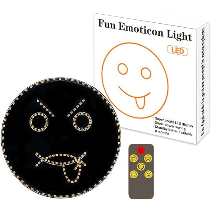 Semn luminos LED Emoji cu telecomanda pentru masina Aurov®, 4 pozitii ...