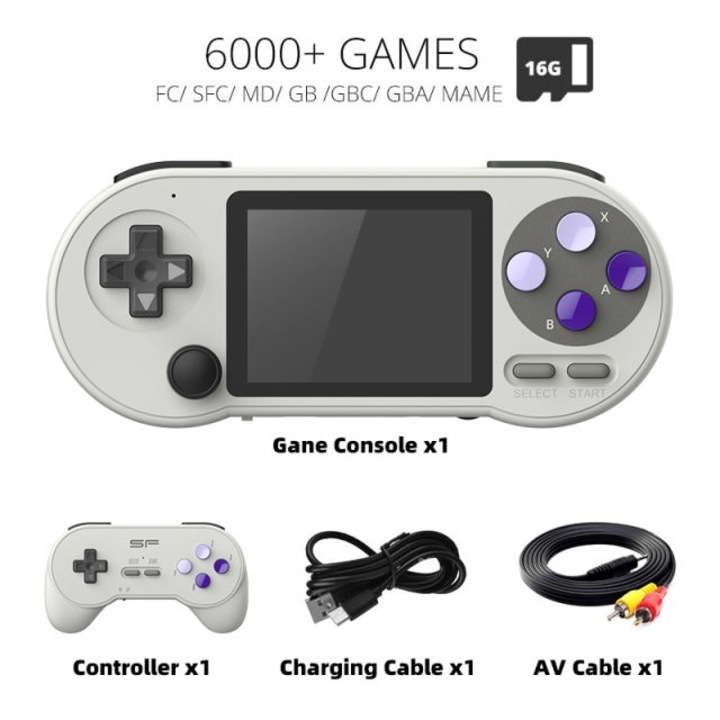 Consola de joc portabila DATA FROG SF2000 Gri + 1 Maneta, 7+ emulatoare ...