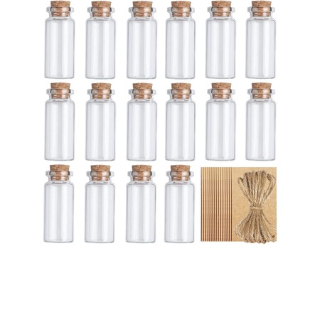 Set de 20 sticlute CL-Link, sticla, de 10 ml, cu dopuri de pluta, sfori ...