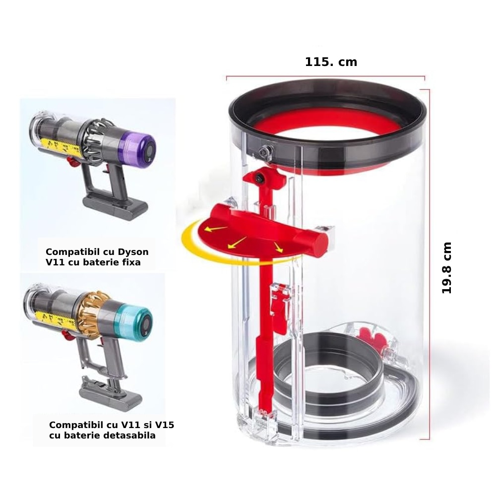 Recipient colector praf, PAA-home® compatibil cu aspiratoarele Dyson ...