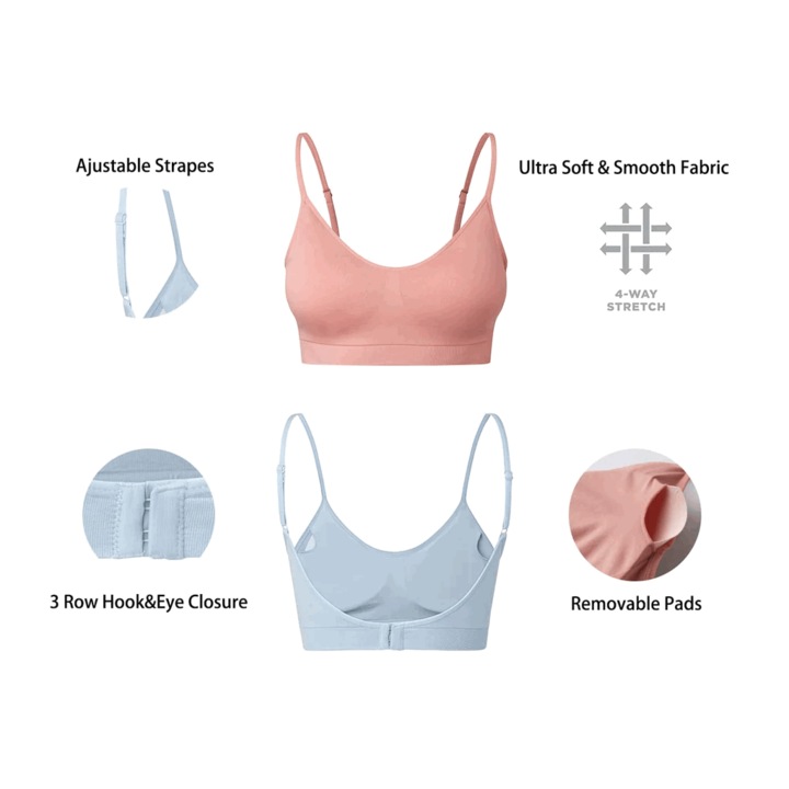 Set de 3 bustiere sport pentru yoga, fara cusaturi, fara sarma Comfyin ...