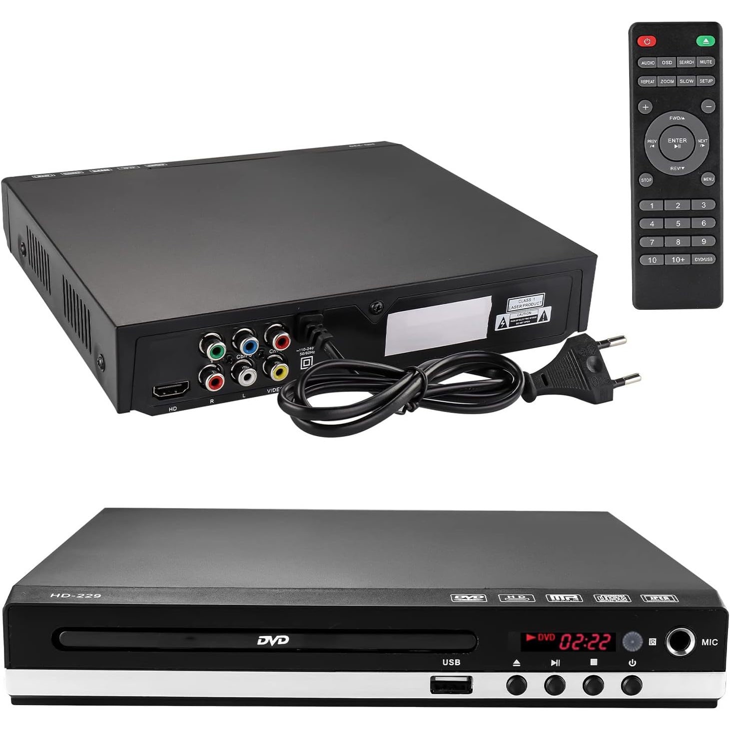 DVD Blu-ray player, suporta 1080p, calitate HD, telecomanda, rezistent ...