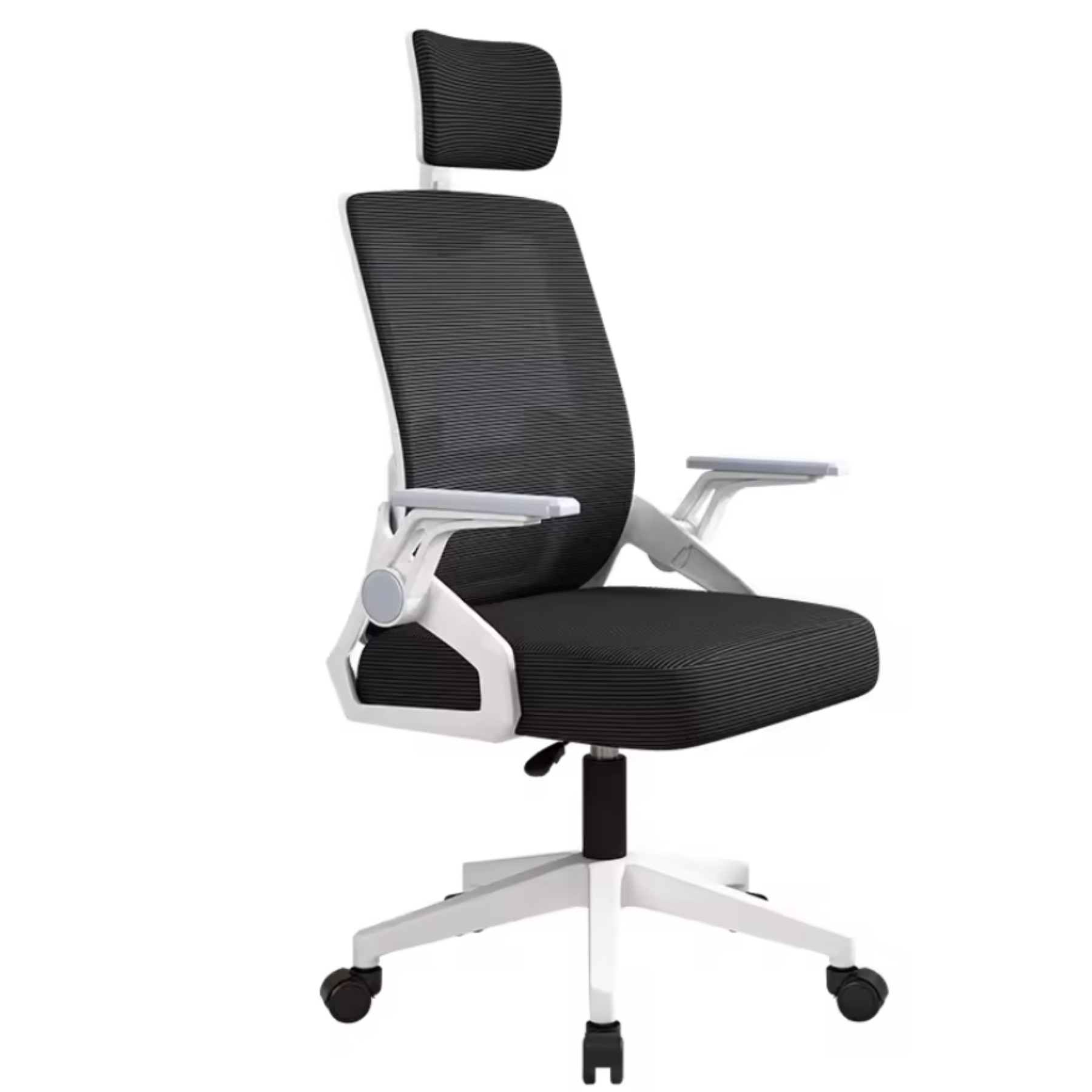 Scaun reglabil pentru Birou sau Gaming Ergonomic negru cu alb tetiera ...
