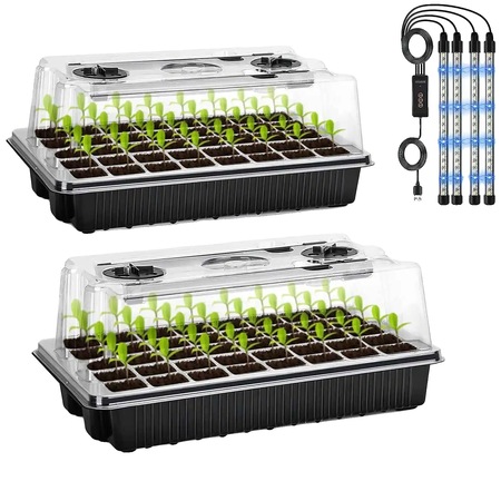 Set 2 ghivece rasaduri, Lumini LED reglabile, 40 Celule - eMAG.ro