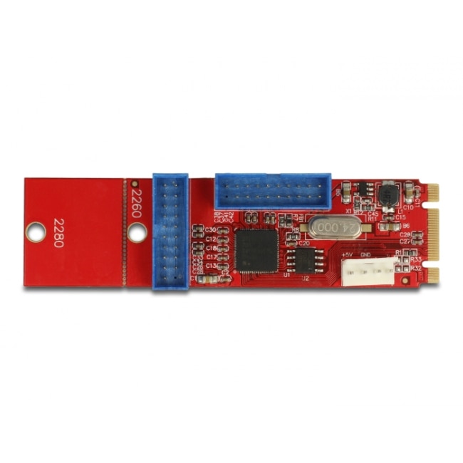 Адаптер Delock, M.2 Key B+M мъжко към 2 x USB 5 Gbps Pin Header - eMAG.bg