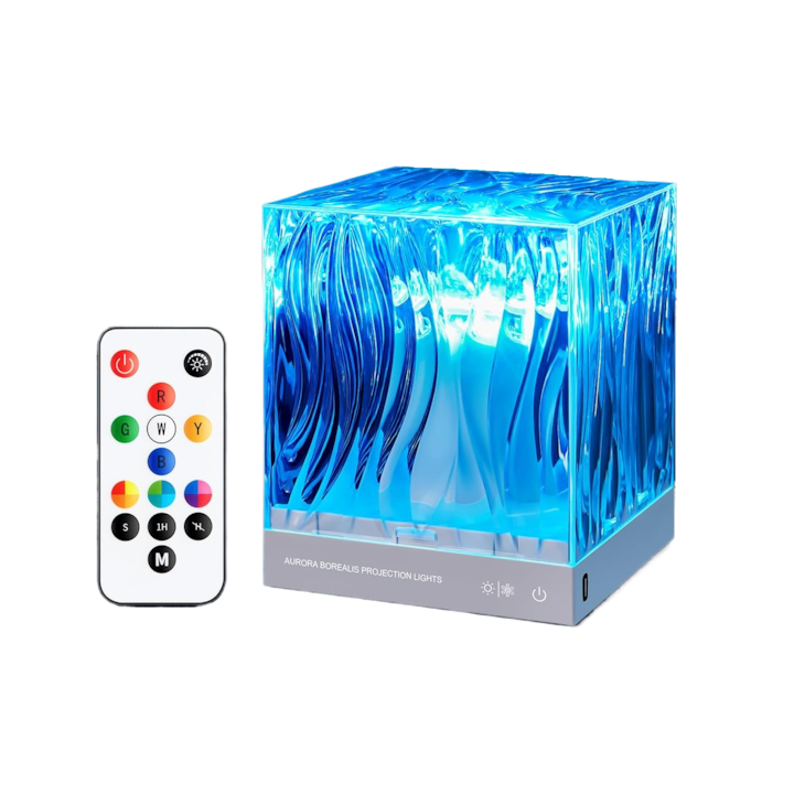 Lampa de Veghe, Lumina Proiector Aurora Boreala, Lumina Ajustabila, 17 Culori de Ambianta, cu ...