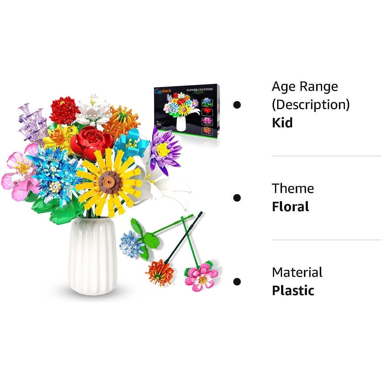 Set de blocuri de constructie buchet, GOSTOCK®, Fara vaza, Obiecte si ...