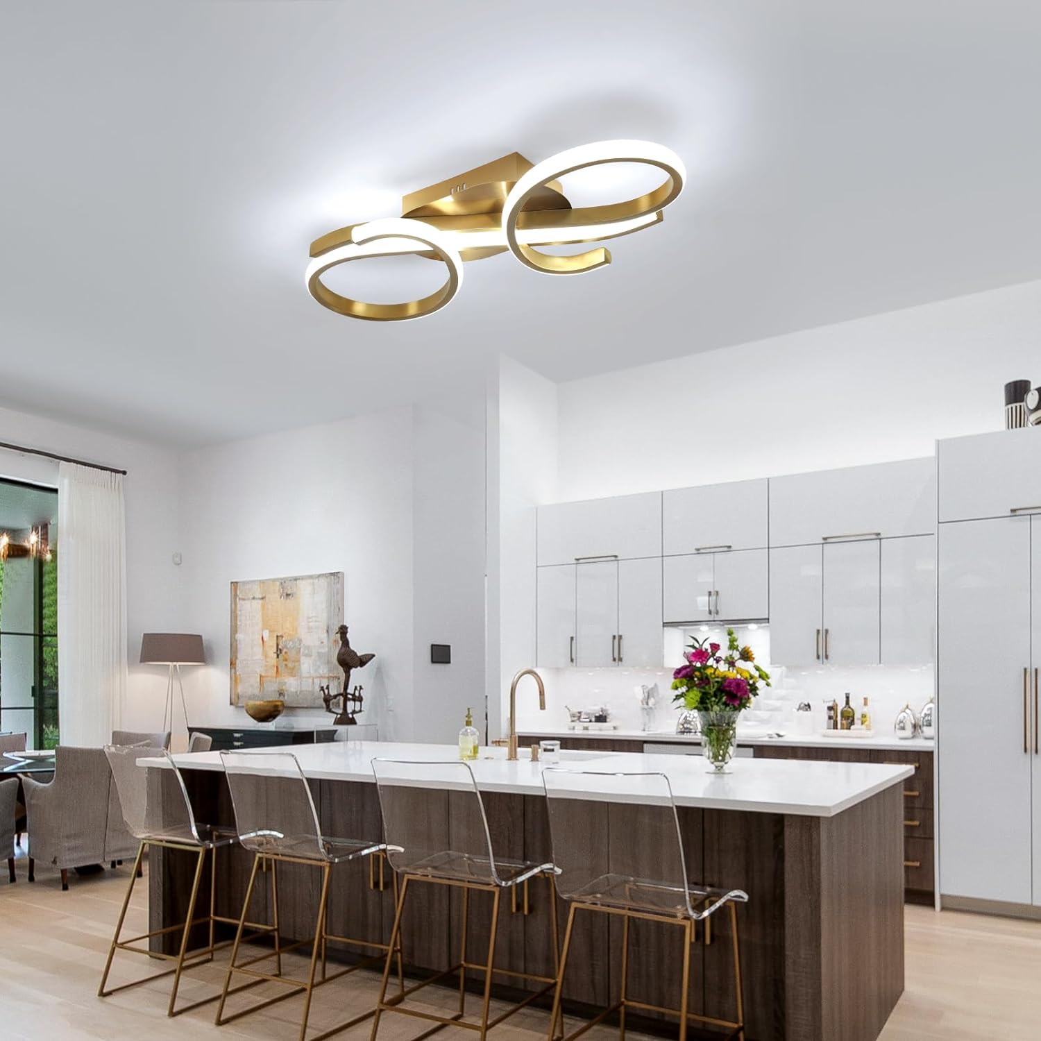 Lustra LED De Tavan, Mckalen, 36W, Corp De Iluminat Din Aluminiu Auriu ...