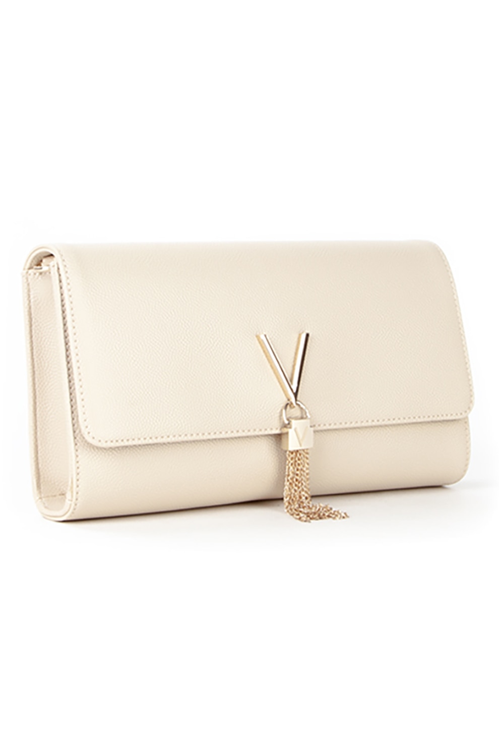 Valentino Bags, Geanta plic cu bareta din lant Divina, Bej deschis ...