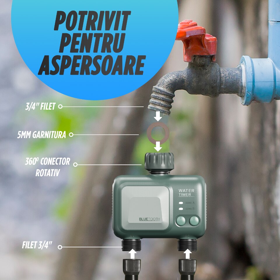 Programator pentru irigare/udare Nivazo® WaterMaster HCT-626, adaptor ...