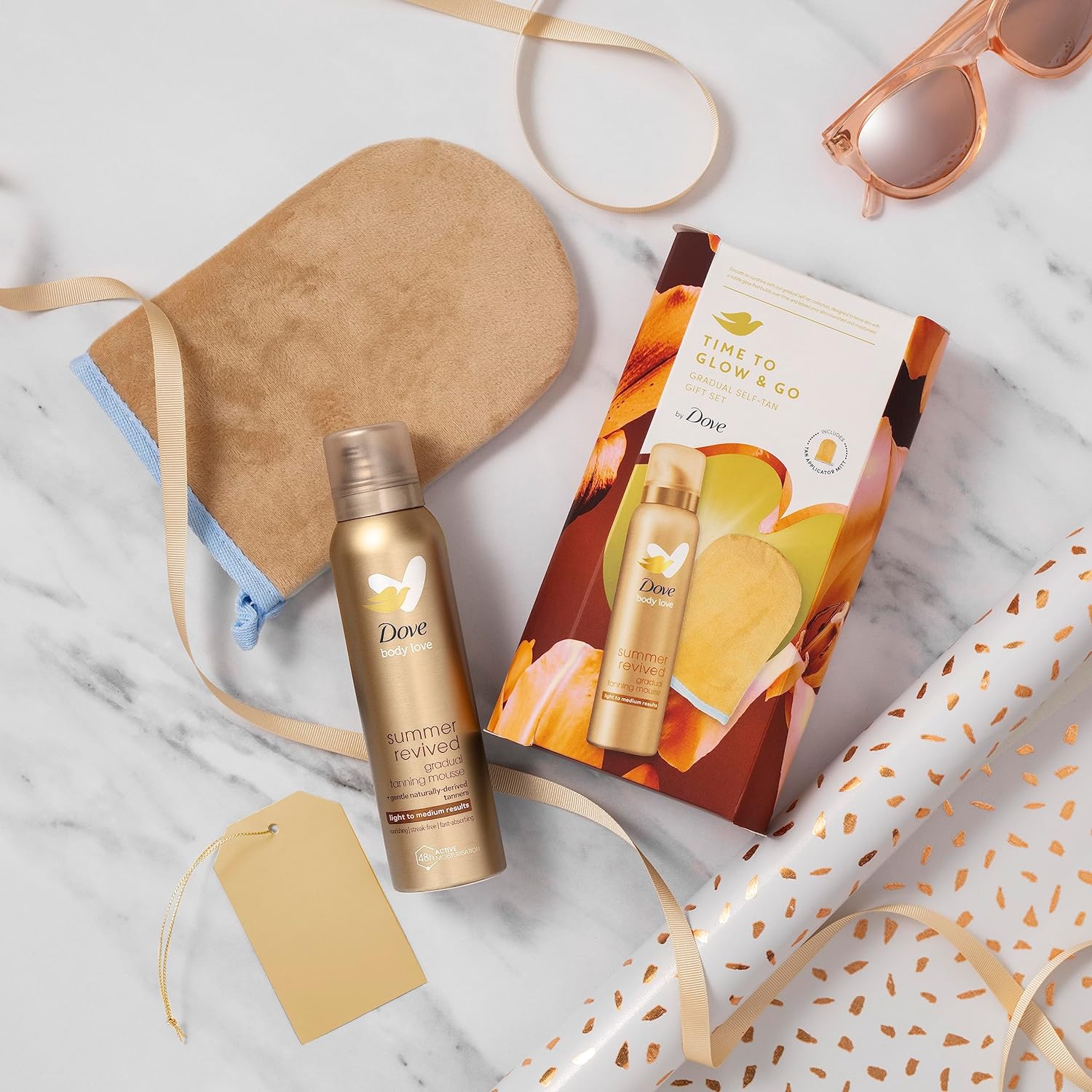 Set pentru autobronzare, Dove, Spuma Light to Medium Results, 150 ml ...