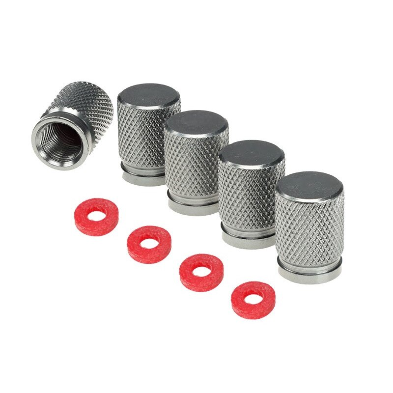 Set 5 capacele din aluminiu pentru ventil valva roti, argintiu gunmetal ...