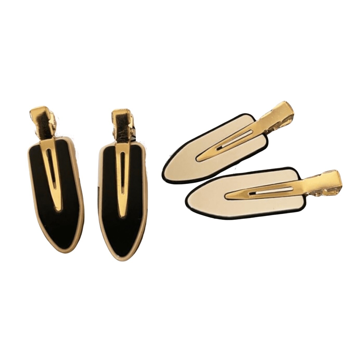 Set 4 Agrafe de par elegante, 2 negre, 2 albe cu auriu, 6x2cm - eMAG.ro