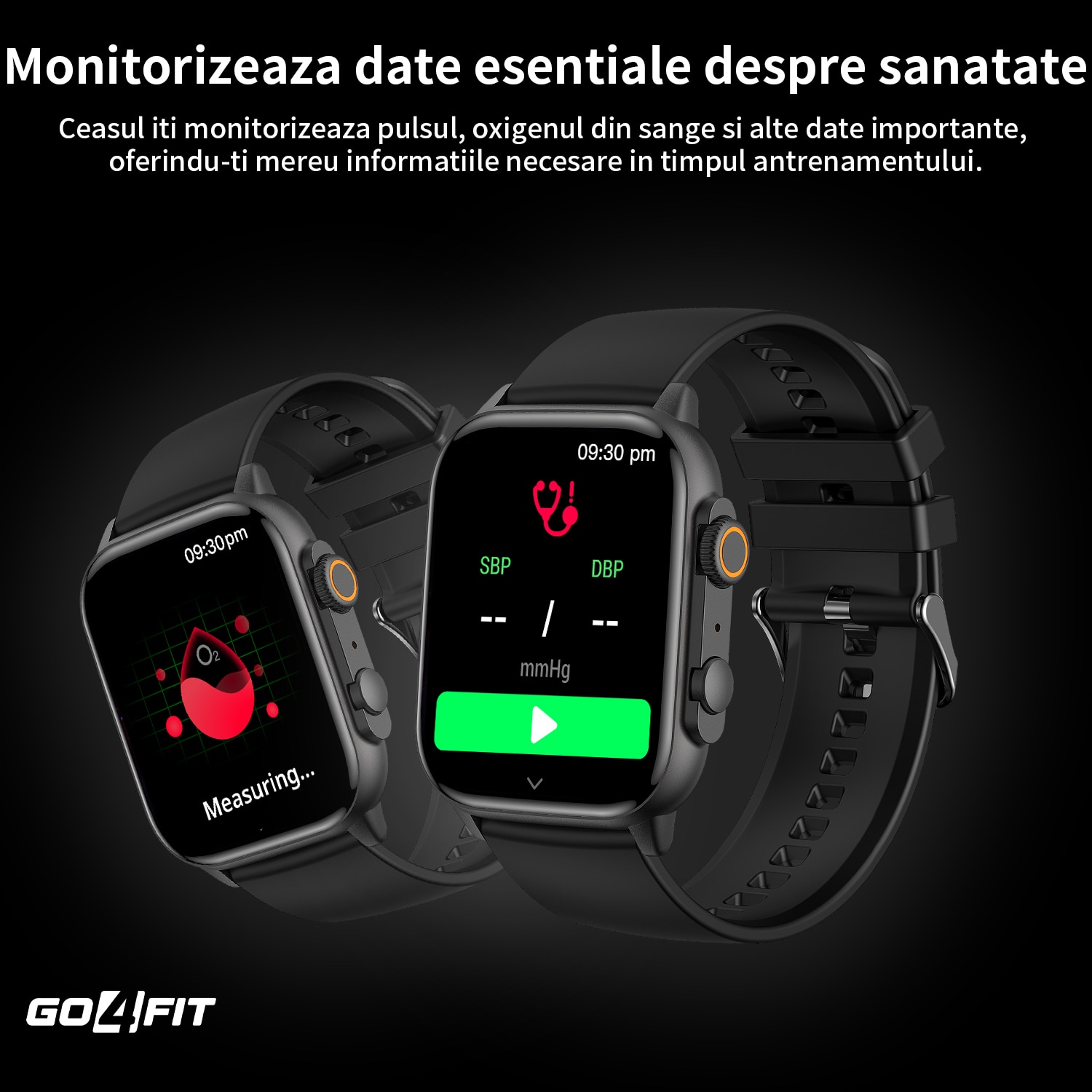 Ceas Smartwatch si Bratara Fitness GO4FIT®, Ecran Touch 1.95’’ Amoled ...