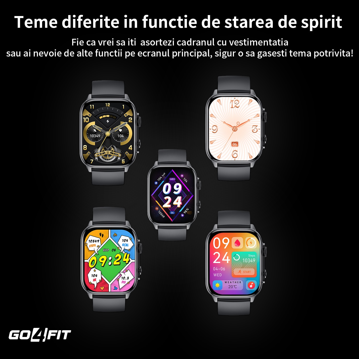 Ceas Smartwatch si Bratara Fitness GO4FIT®, Ecran Touch 1.95’’ Amoled ...