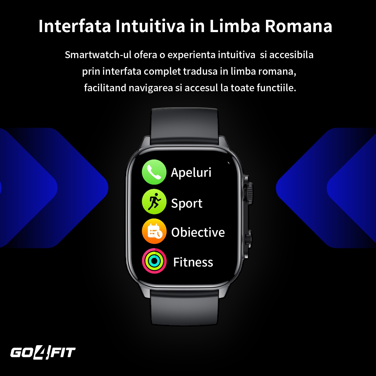 Ceas Smartwatch si Bratara Fitness GO4FIT®, Ecran Touch 1.95’’ Amoled ...