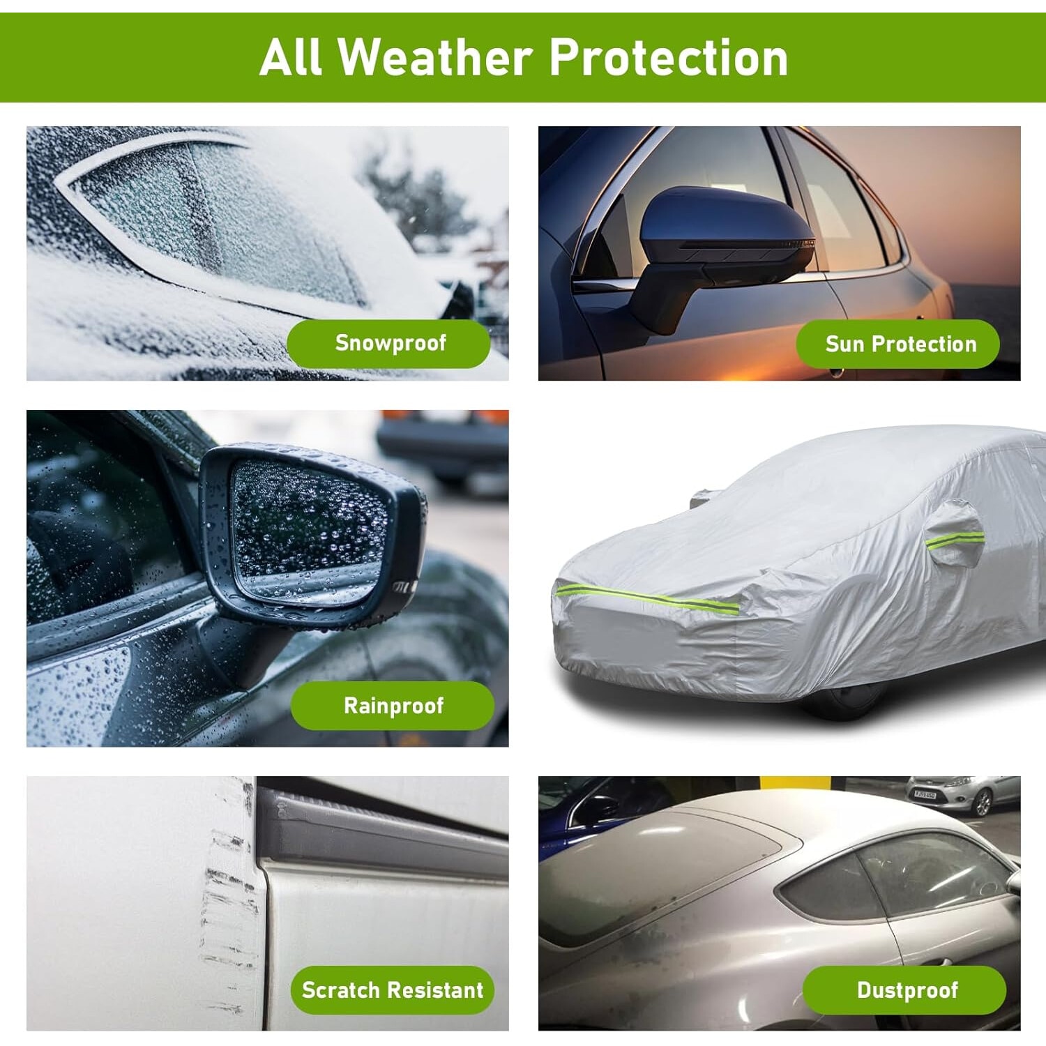 Калъф за автомобил, сребристо, с цип и светлоотразителни ленти, 4.9x1 ...