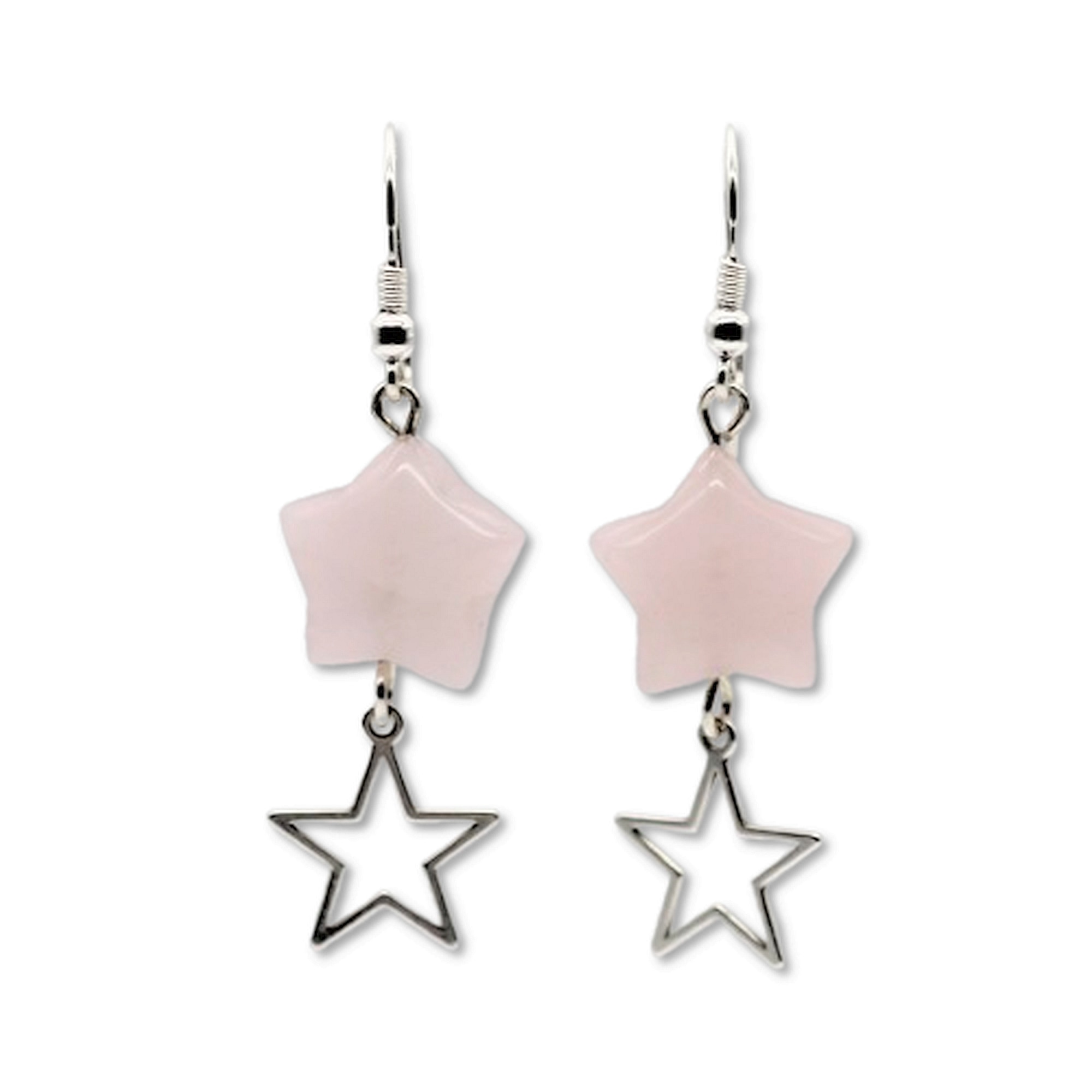 Cercei cu pietre semipretioase cuart roz, argint 925, tortita deschisa ...