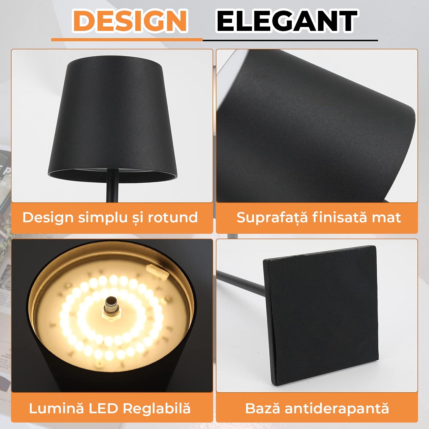 Set 2 x Lampa de masa touch led incarcabila Echo Soul®️, veioza ...