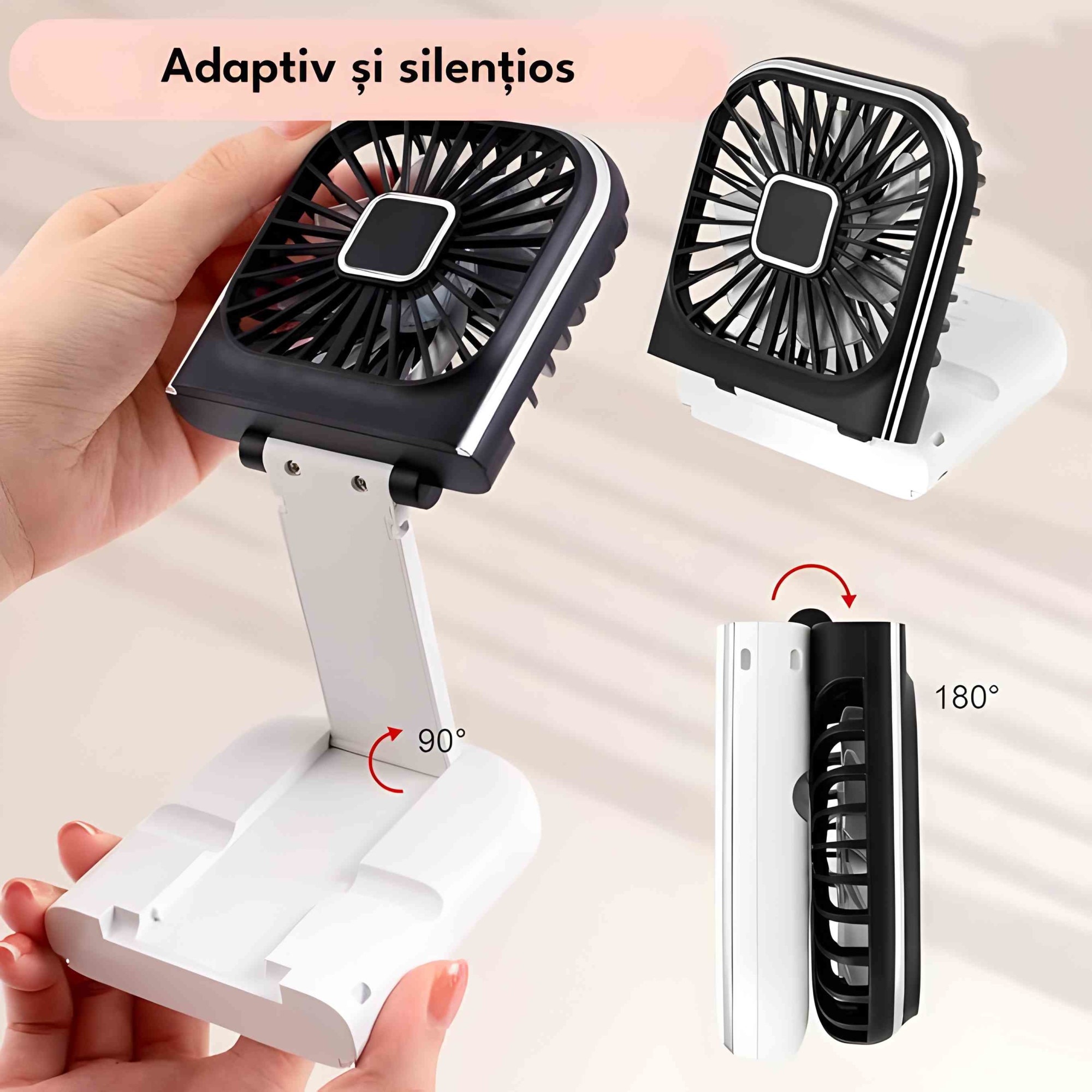 Mini Ventilator Portabil BASEARC®, 3000 mA, 4 Trepte de Viteza ...