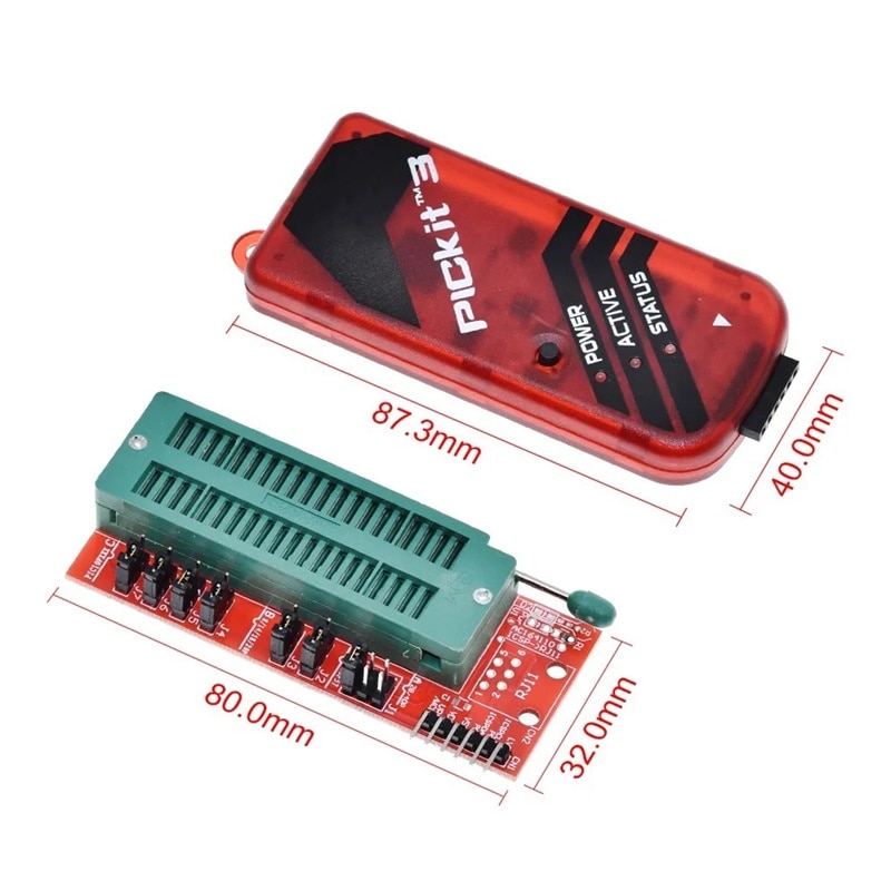 Set programator PICKIT 3 cu cablu USB si dupont pentru microcontrolere ...
