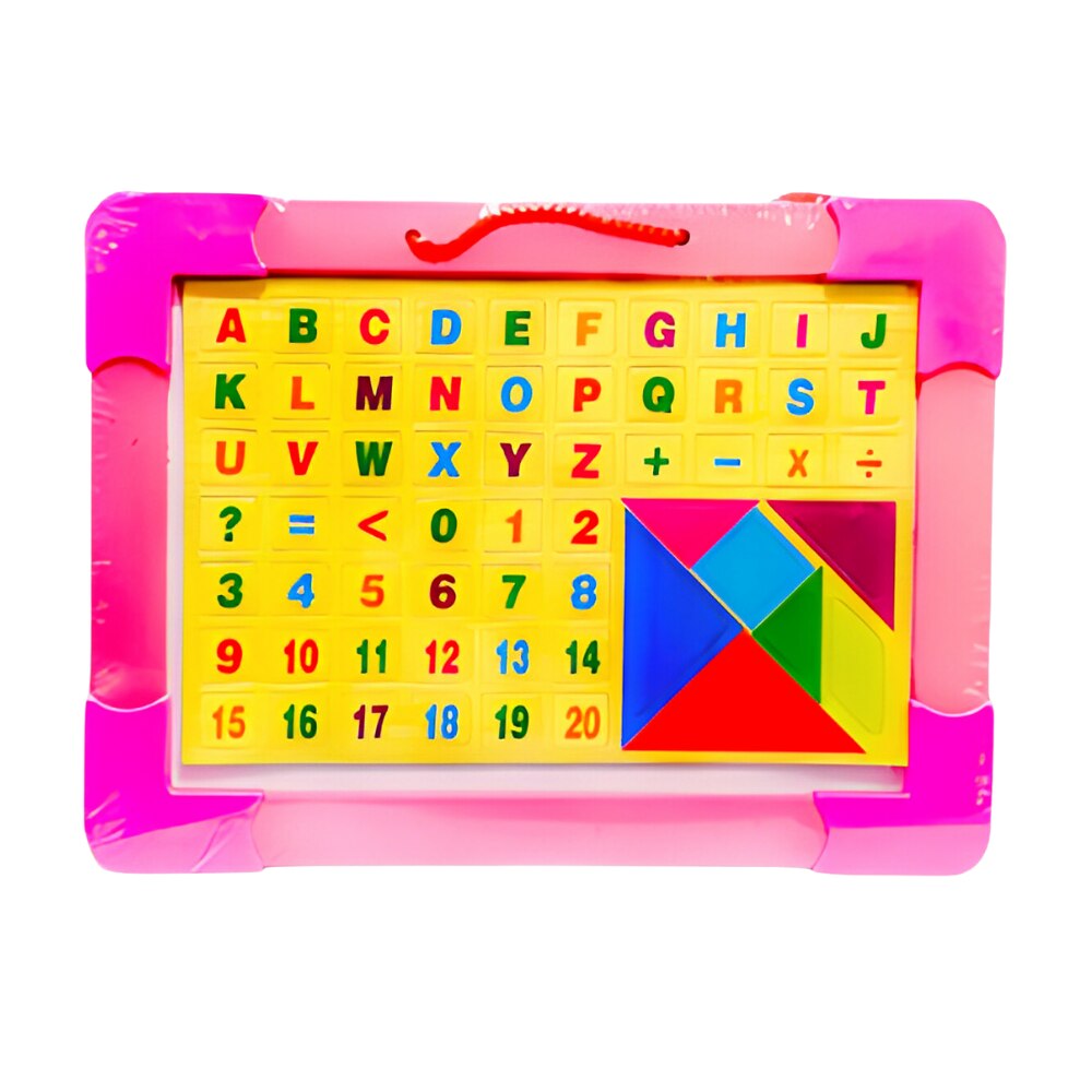 Tablita educativa magnetica Montessori 2 fete cu alfabet, cifre, semne ...