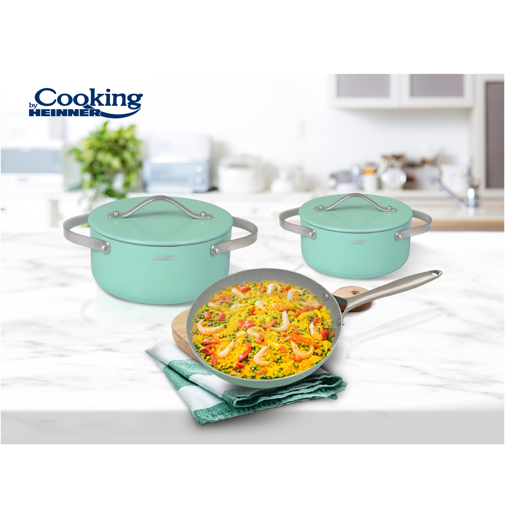 Set gatit 5 piese Cooking by Heinner Creta, aluminiu presat, inductie ...