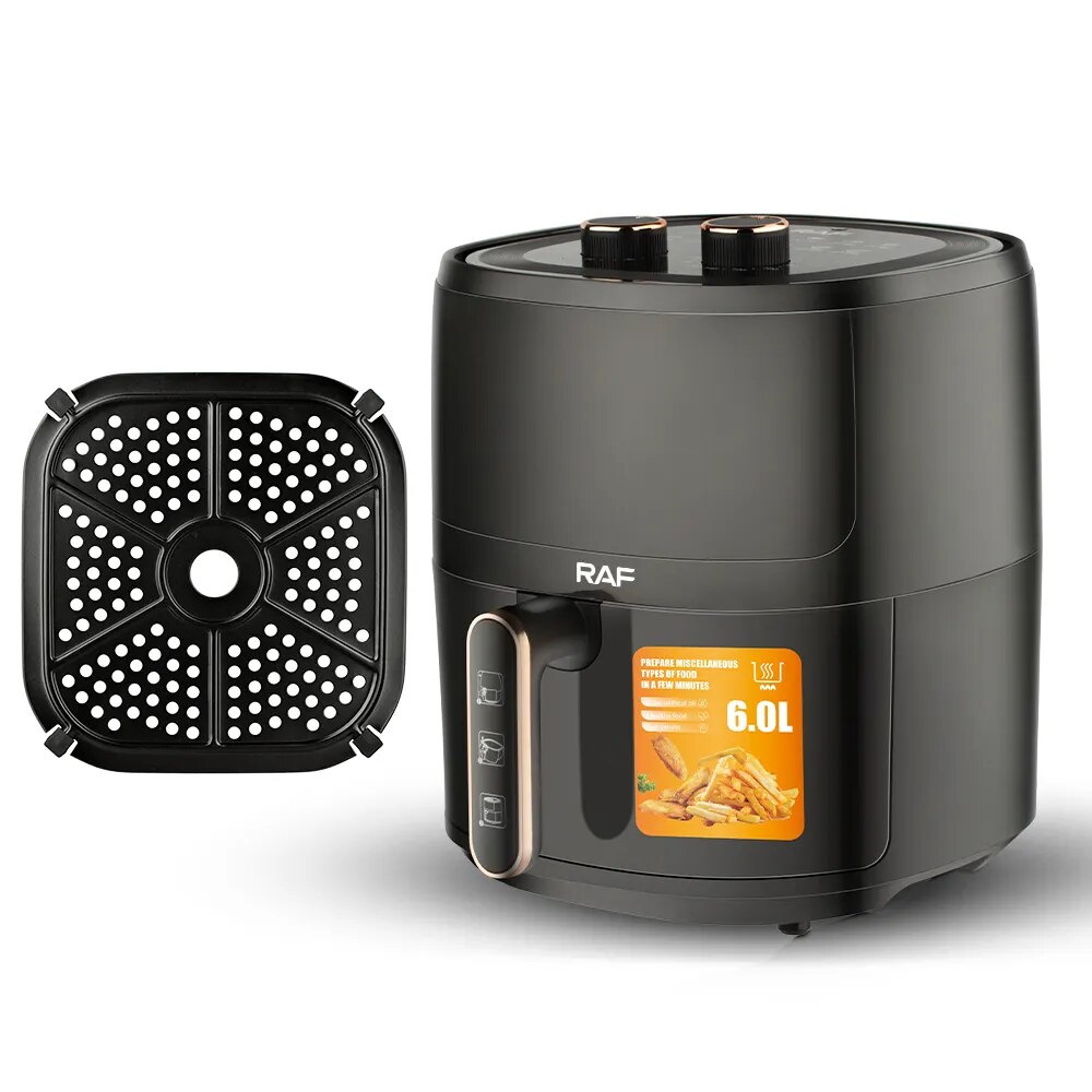 Friteuza cu Aer Cald RAF 5324B, Fara Ulei, Capacitate 6L, 1500W, Negru ...