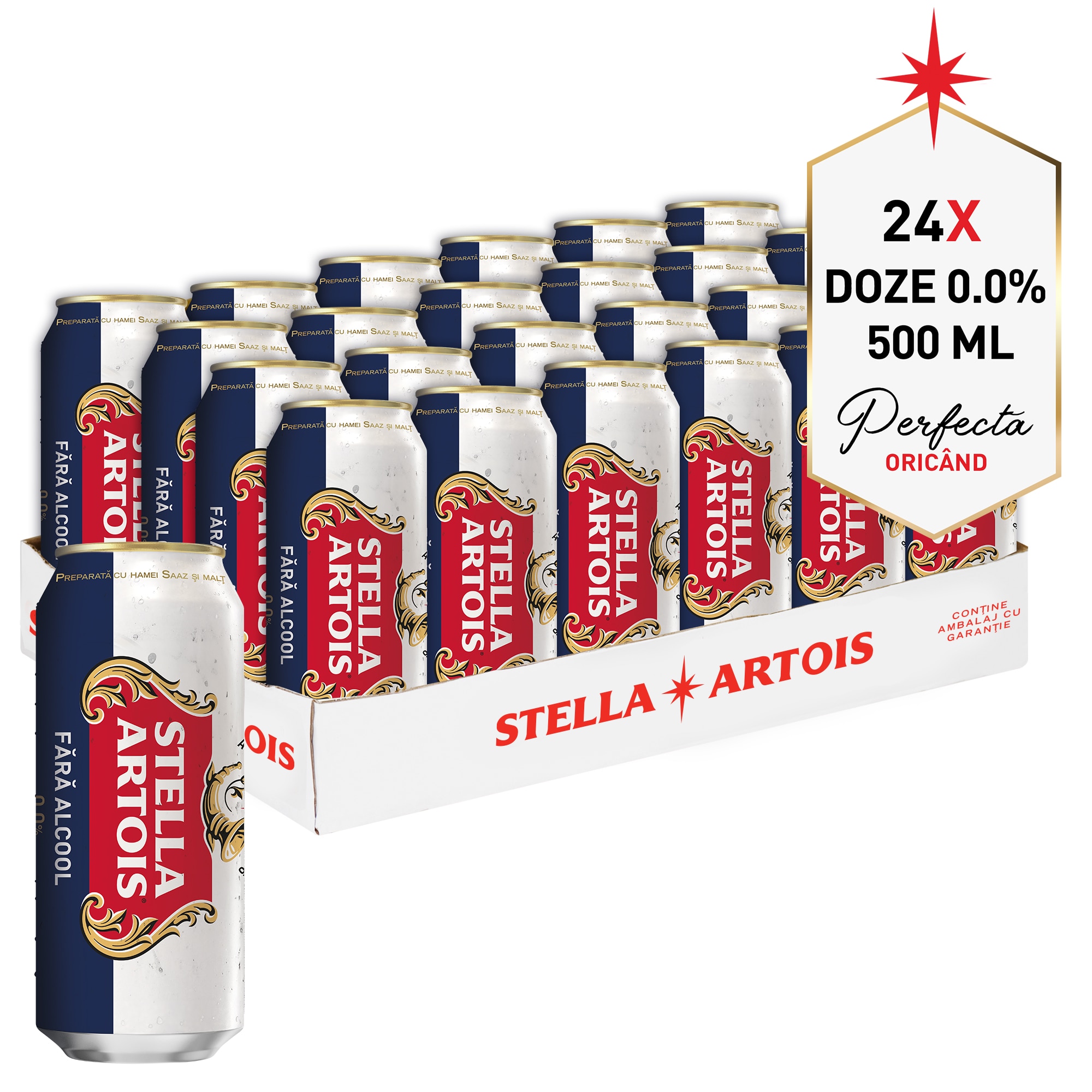 Bere fara alcool Stella Artois 0.0%, Doza, 24 x 0.5l - eMAG.ro
