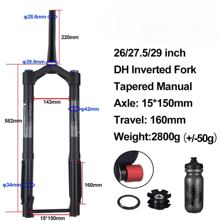 Furca inversata pentru bicicleta, Compatibila cu Fat Bike 26 inch ...