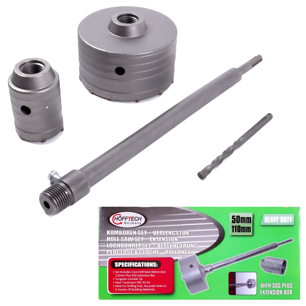 Set Carote Diamantate pentru Beton HoffTech, contine o Carota 110mm, o ...