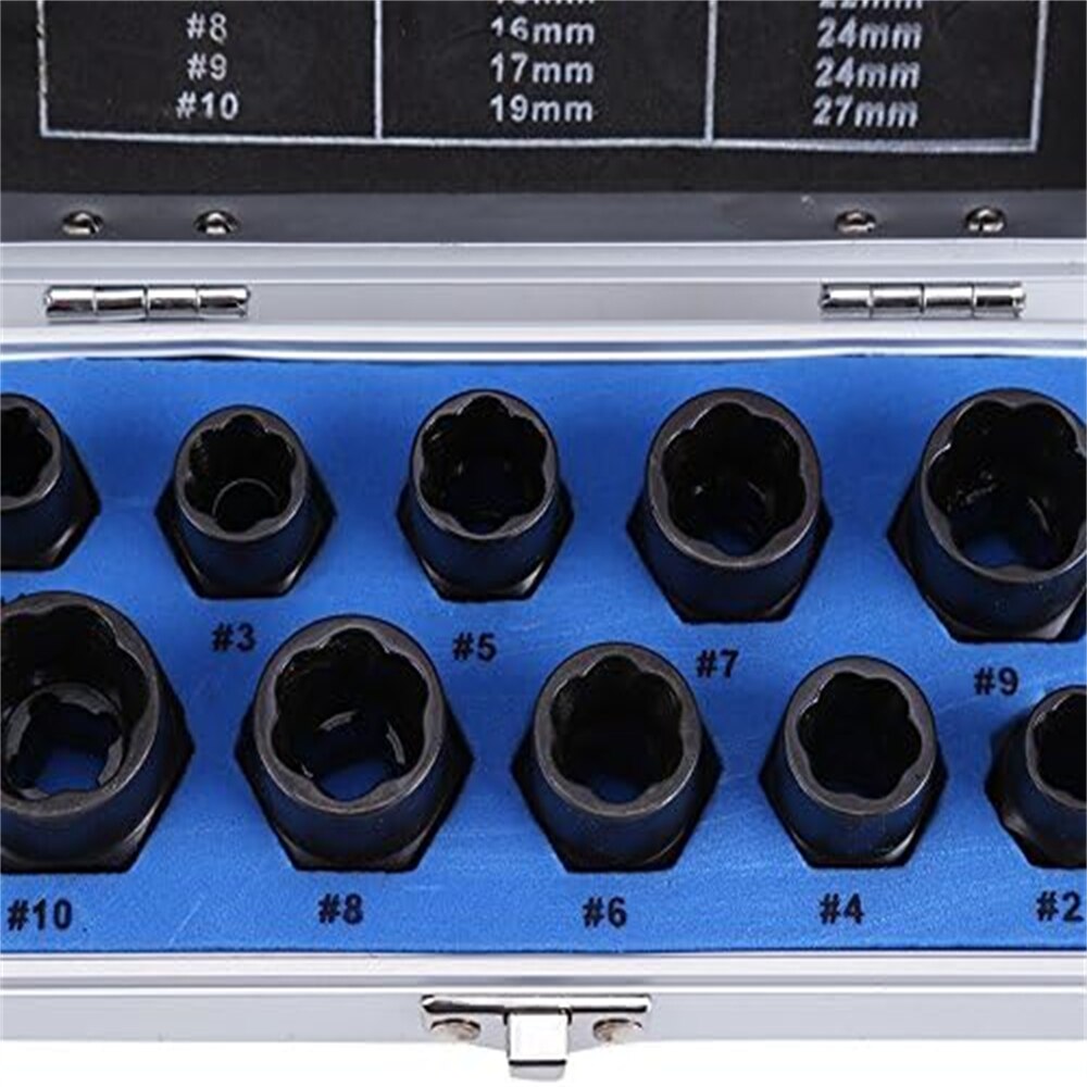 Set 10 bucati extractor de suruburi, MOSMAOO®, Metal, 9mm/17mm/19mm ...