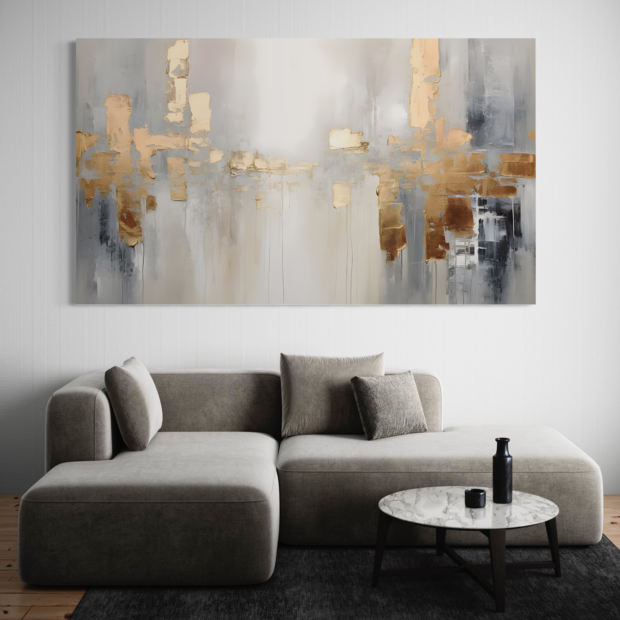Tablou Canvas Premium, LuxCanva® A1652, Gold And Grey, 80 X 140 CM ...