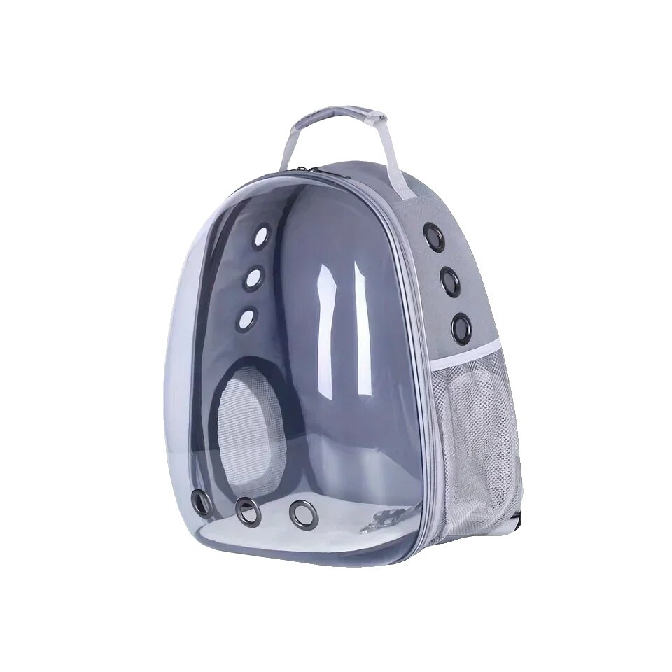 Rucsac transport pisici, design capsula spatiala, gri, respirabil ...