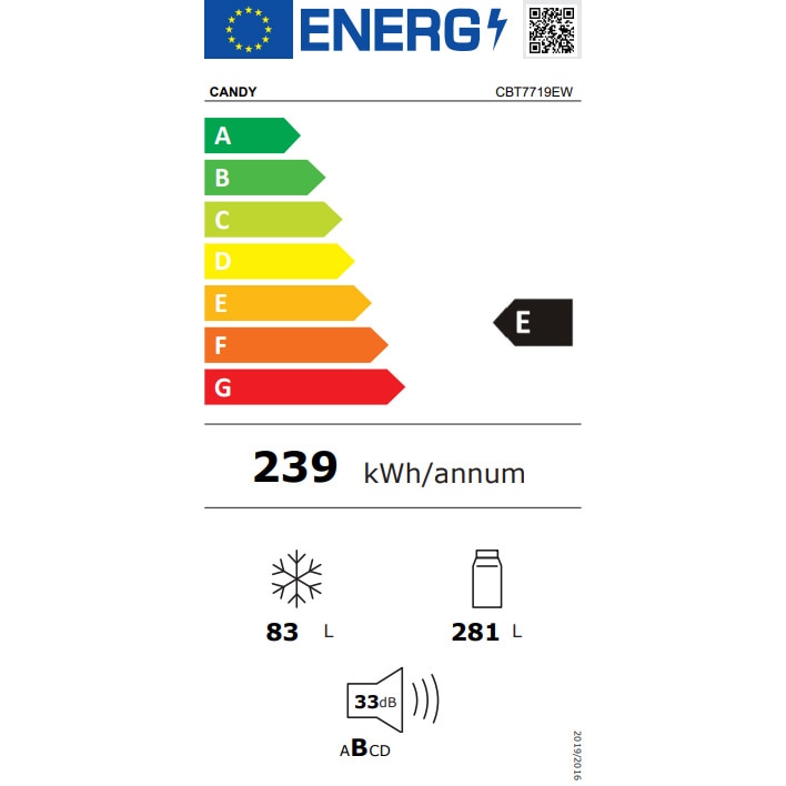 Combina frigorifica incorporabila Candy Fresco CBT7719EW 364 l, No ...