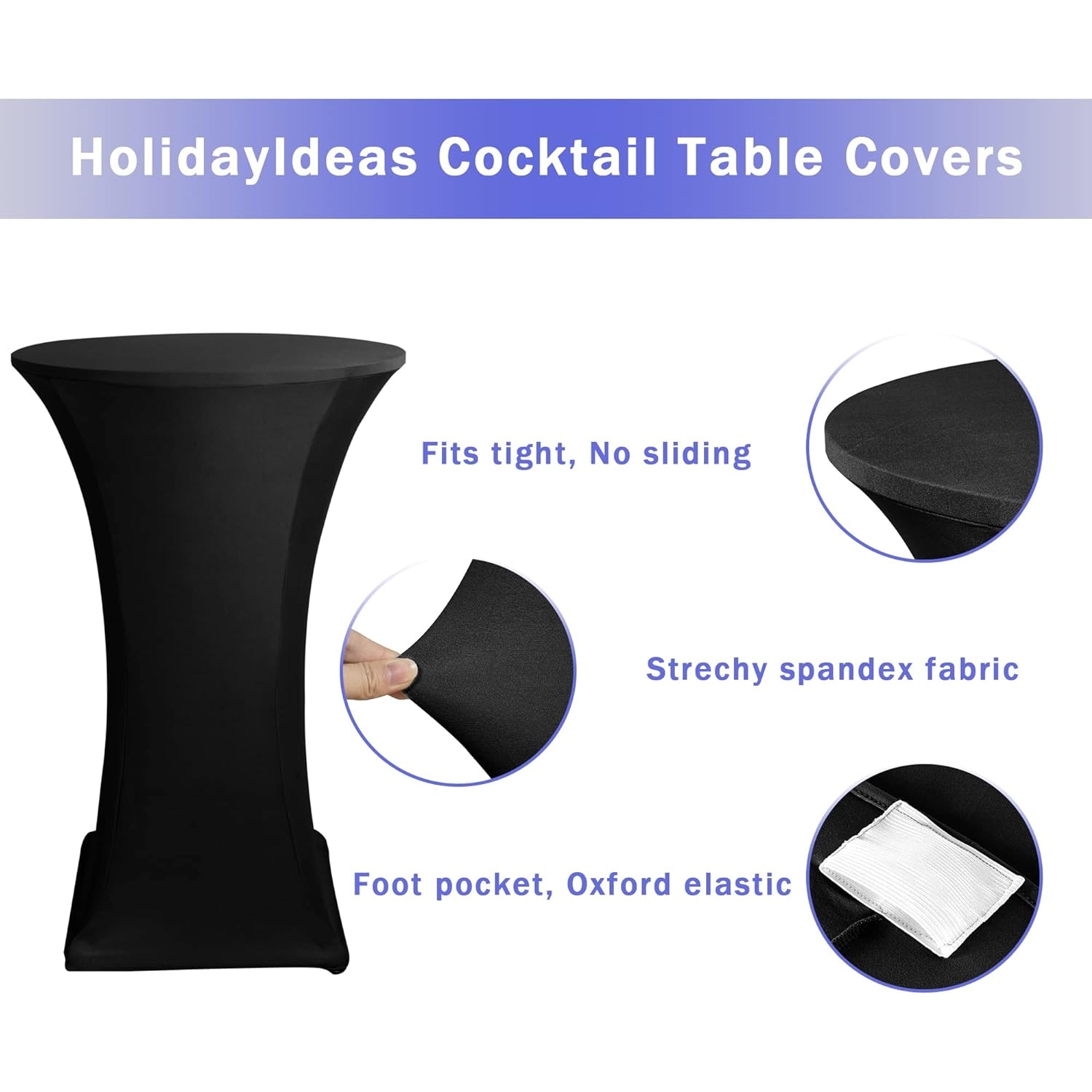 Husa masa evenimente, NEVERMORE, husa elastica, pentru masa cocktail ...