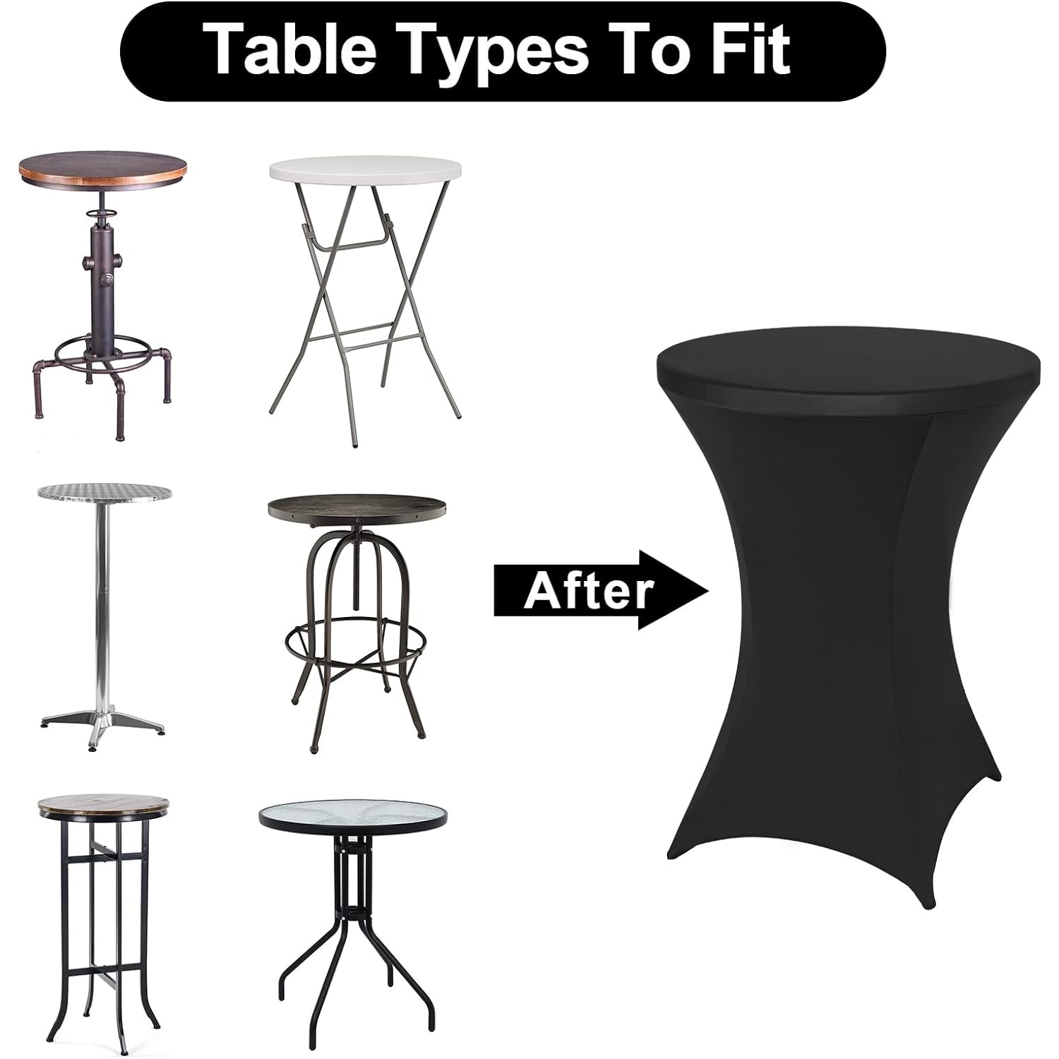 Husa masa evenimente, NEVERMORE, husa elastica, pentru masa cocktail ...