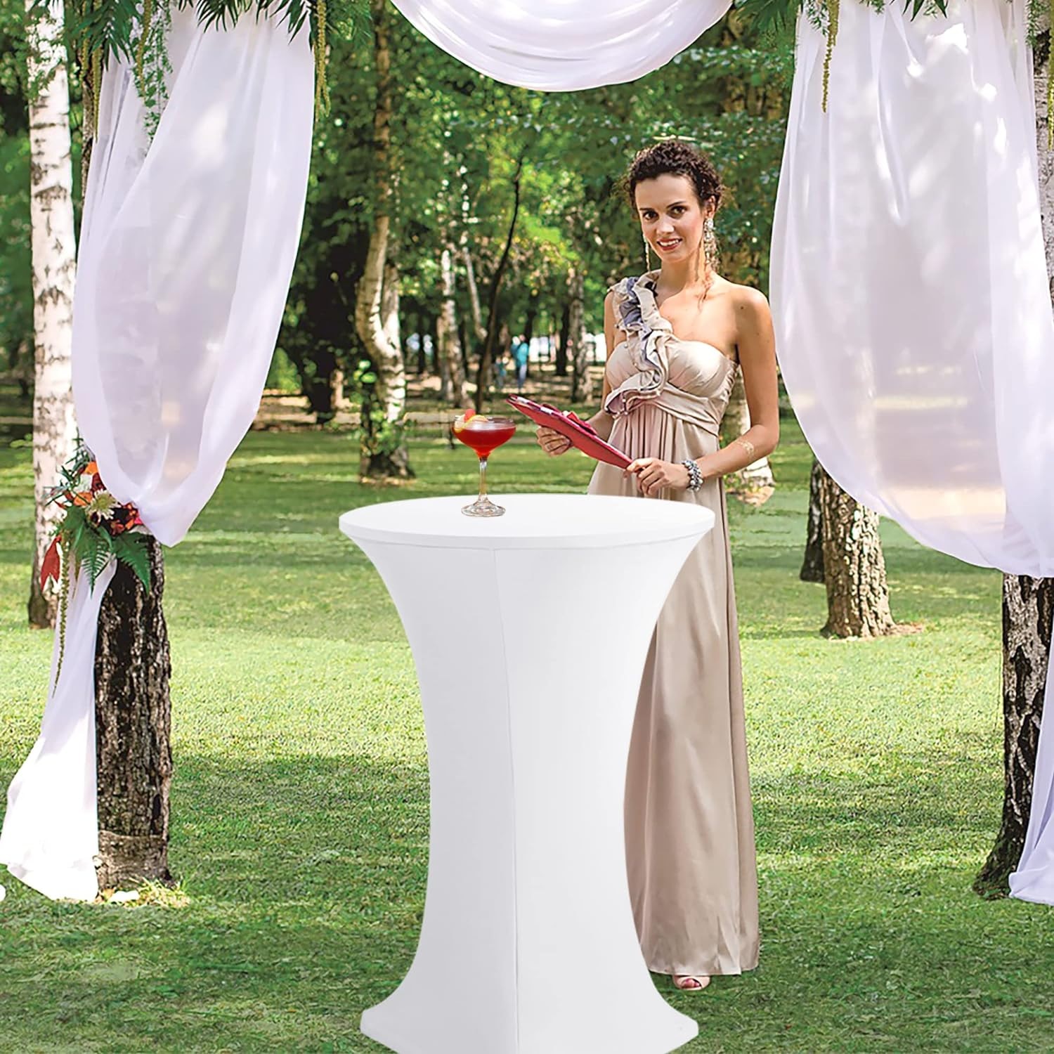 Husa masa evenimente, NEVERMORE, husa elastica, pentru masa cocktail ...