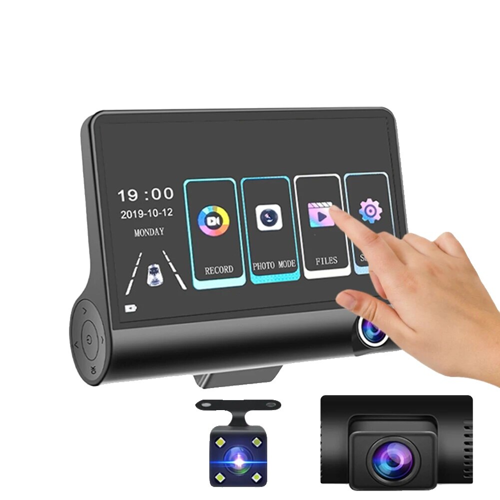 Camera auto DVR, 3 canale, ecran tactil, 1080P - eMAG.ro