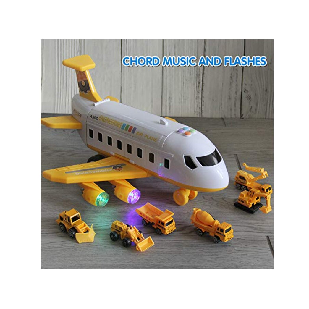 Avion copii simulator cu sunete lumini, macara, pista si masini - eMAG.ro